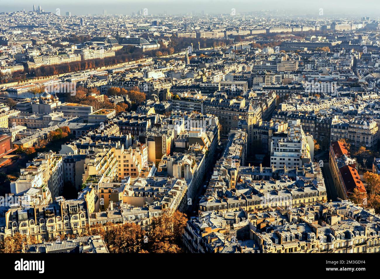 Panoramic aerial view of Paris from Eiffel Tower. Beautiful view of ...