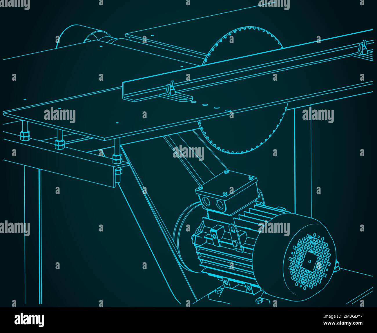Stylized vector illustration of professional table saw close-up Stock ...