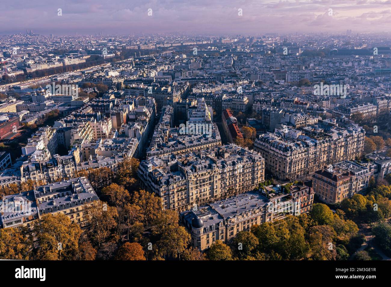 Panoramic aerial view of Paris from Eiffel Tower. Beautiful view of ...