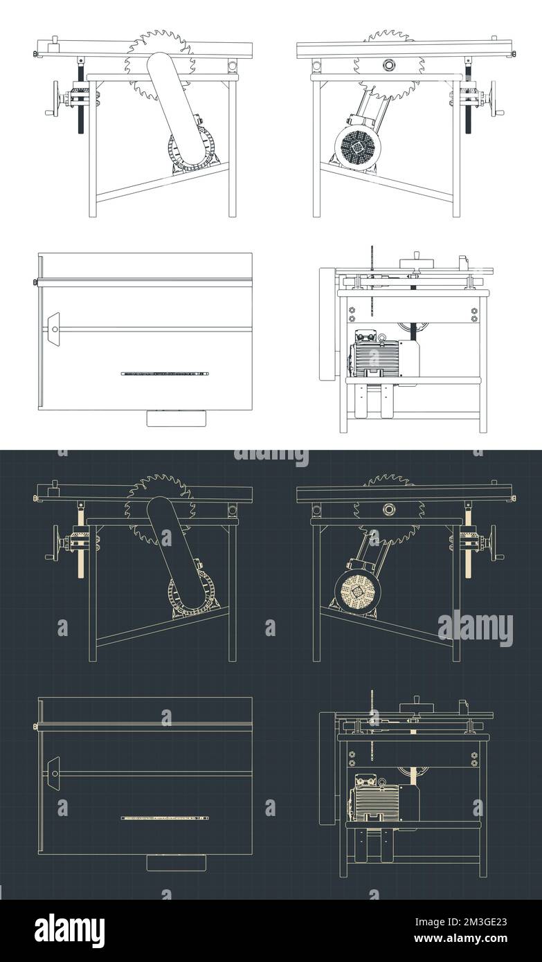 Stylized vector illustration of blueprints of table saw Stock Vector ...