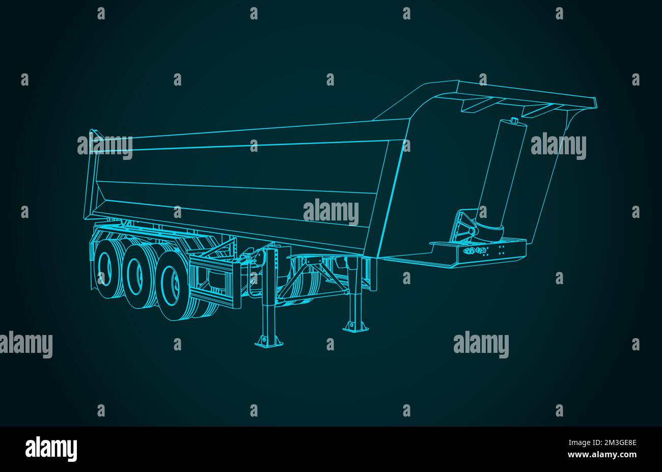 Stylized vector illustration of drawings of tipper semi trailer Stock ...