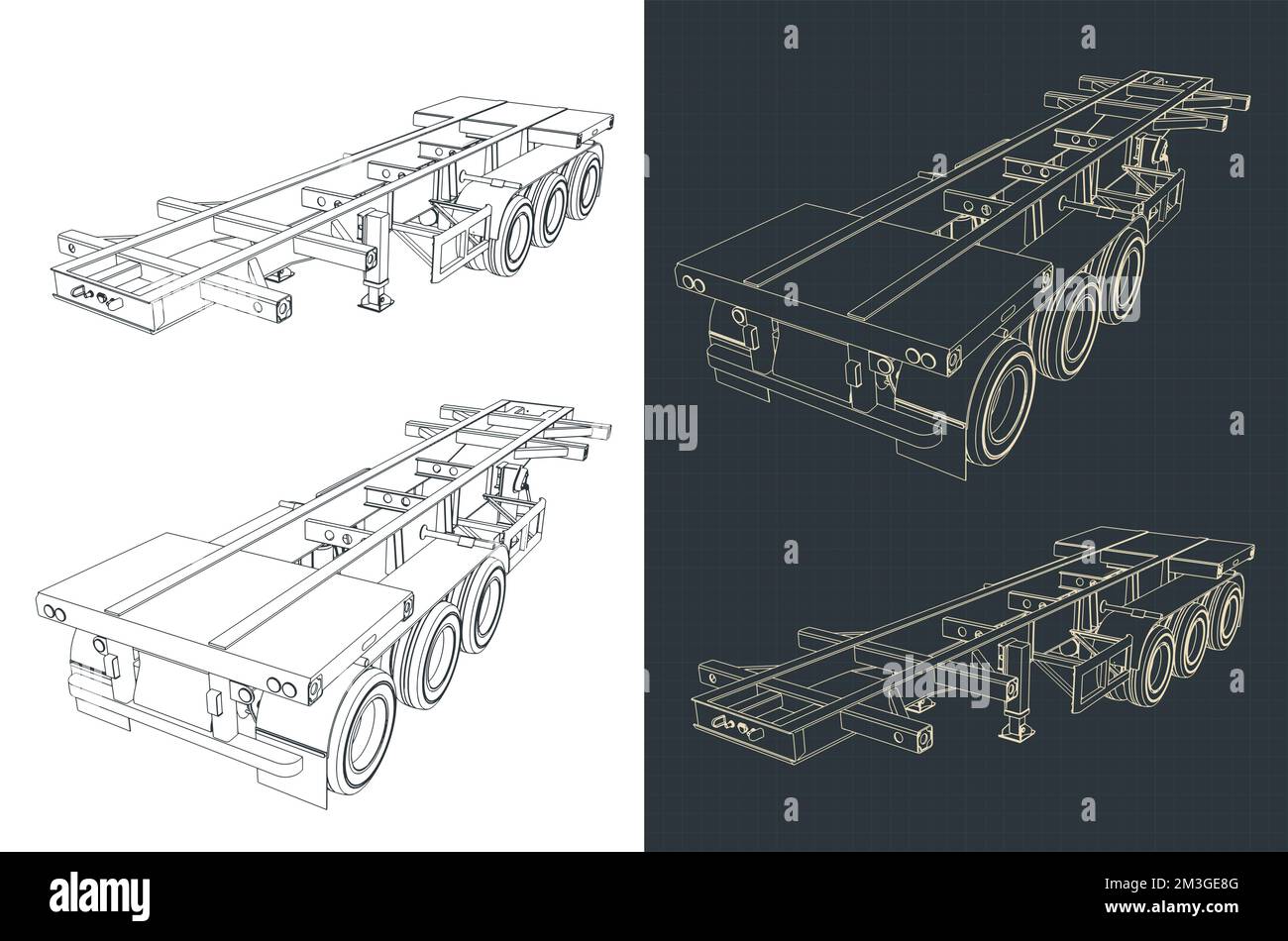 Stylized vector illustration of drawings of trailer Stock Vector Image ...
