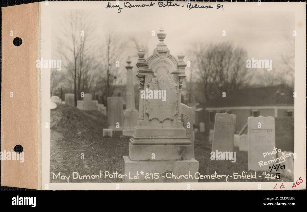 May Dumont Potter, Church Cemetery, lot 275, Enfield, Mass., Nov. 5 ...