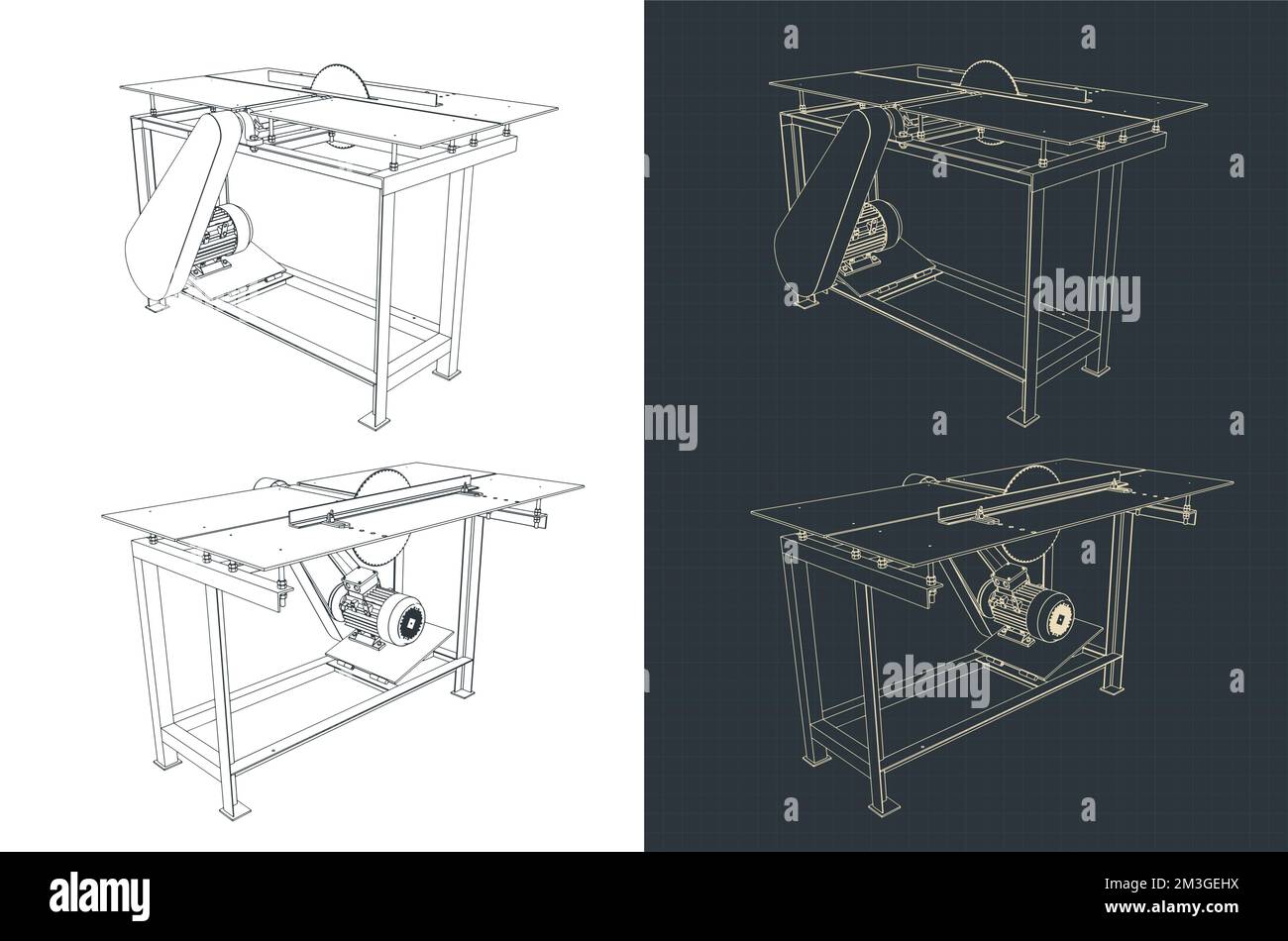 Stylized vector sketches of professional table saw Stock Vector Image ...