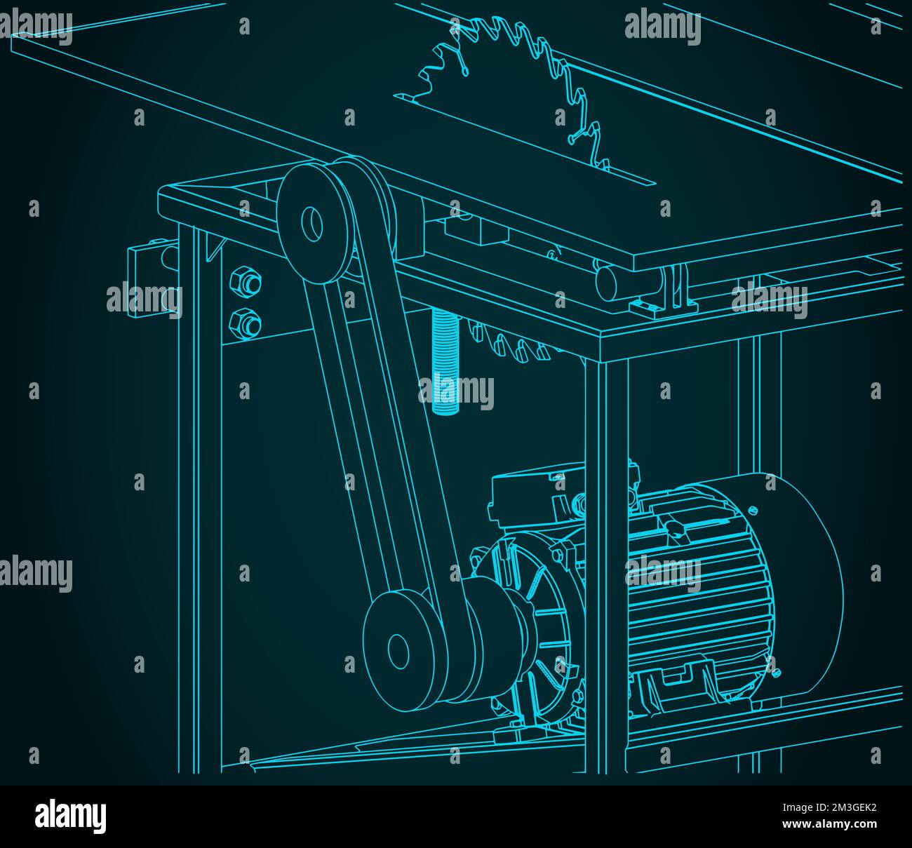 Stylized vector illustration of professional table saw close-up Stock ...