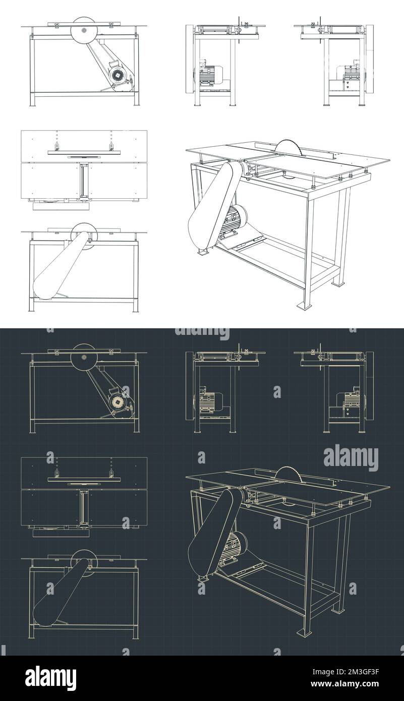 Stylized vector illustration of drawings of table saw Stock Vector ...