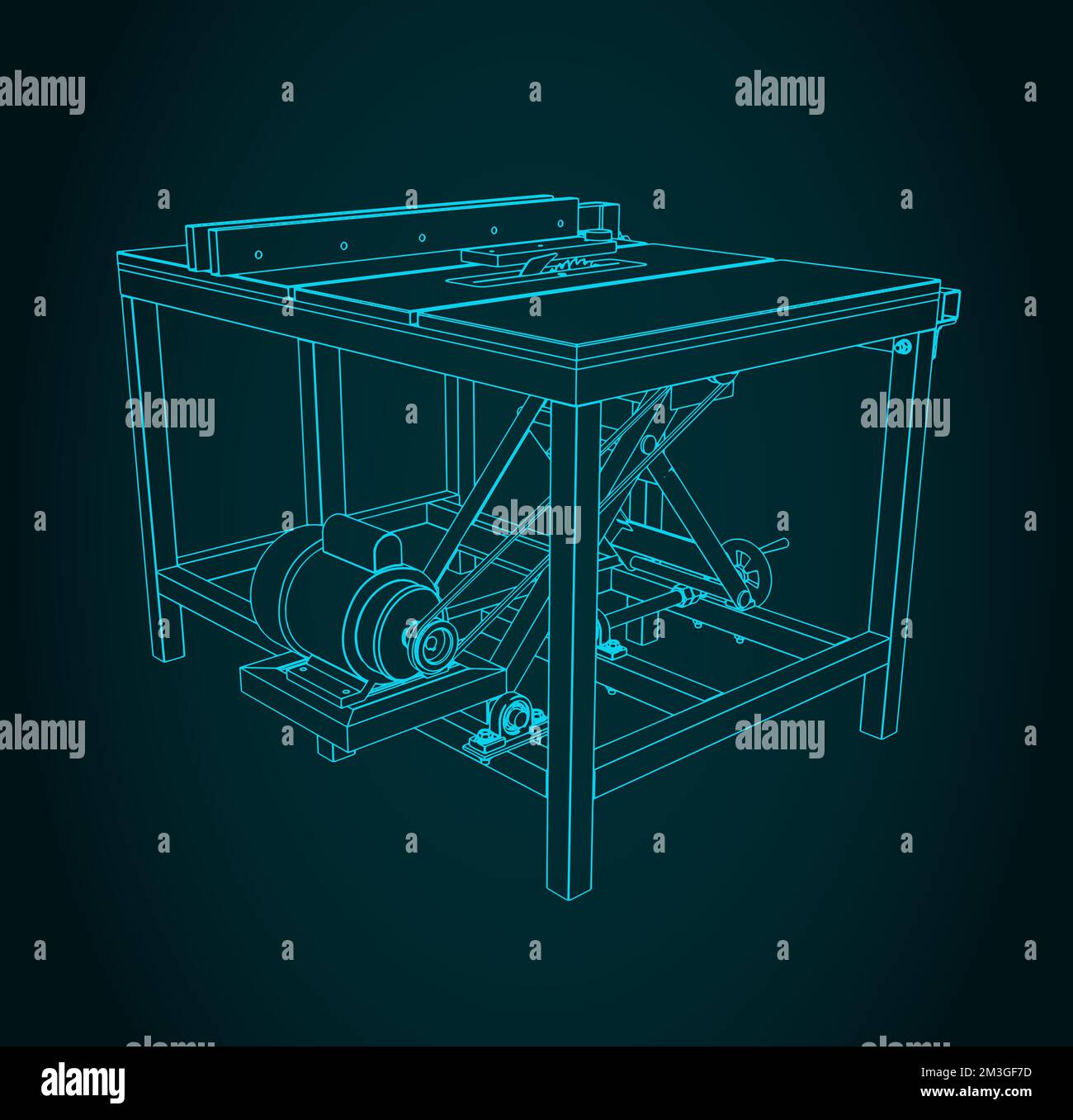 Stylized vector illustration of drawings of professional table saw ...