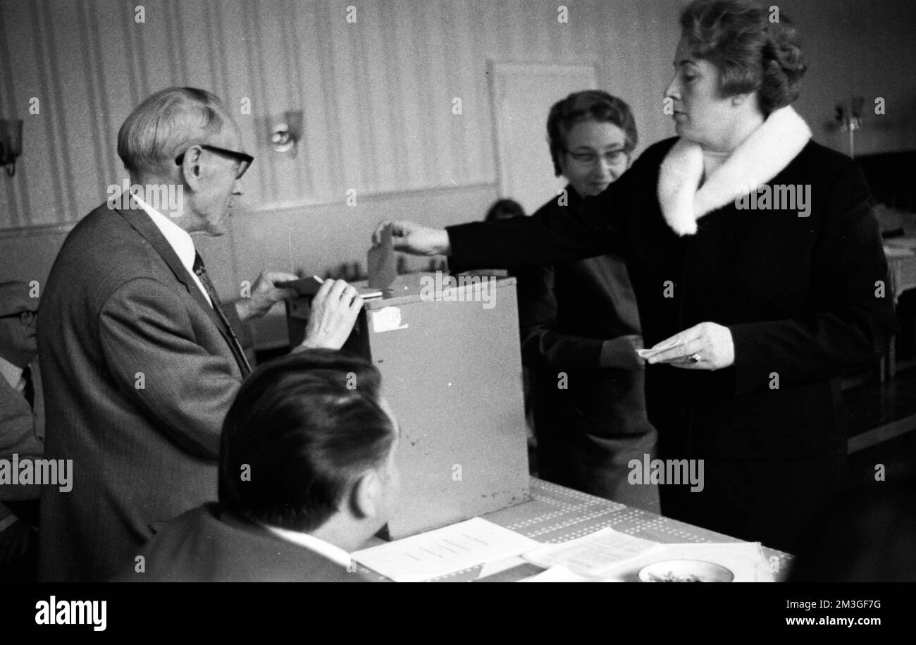 The 1969 federal election here on 28. 9. 1969 at a polling station in a ...