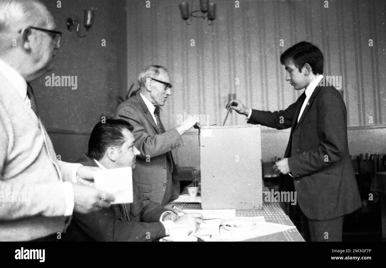 The 1969 federal election here on 28. 9. 1969 at a polling station in a ...