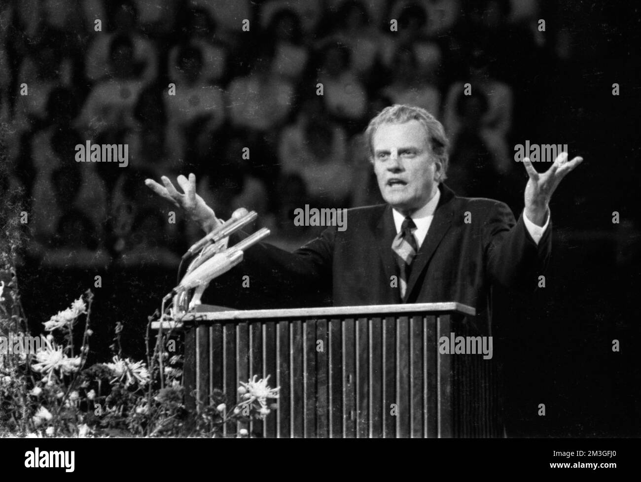 Performance and show by US revivalist Billy Graham on 2. 4. 1970 at the ...
