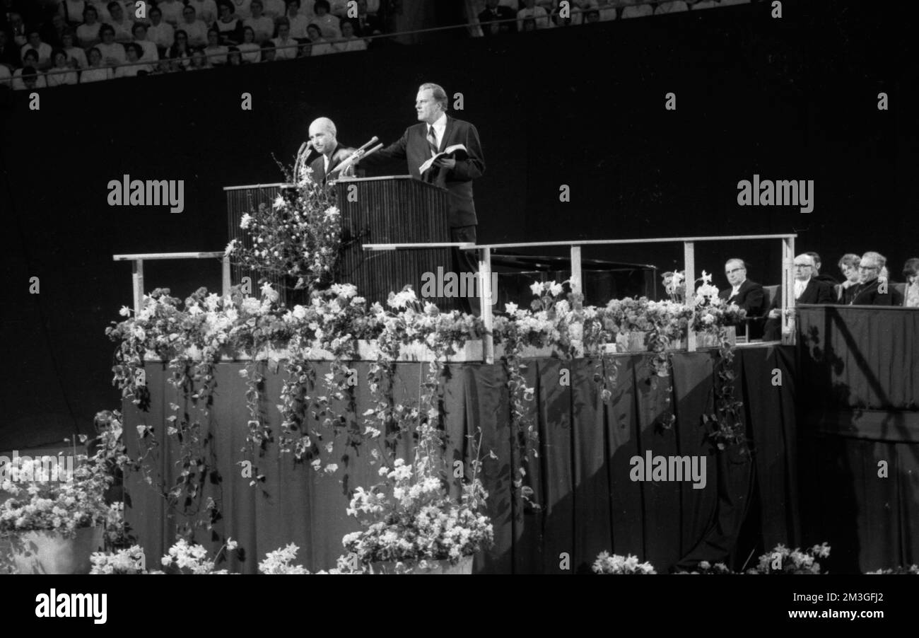 Performance and show by US revivalist Billy Graham on 2. 4. 1970 at the ...