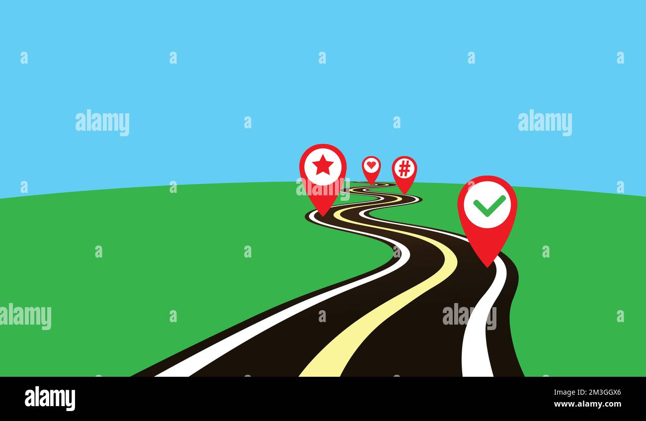 A vector of a winding road to success with pinpointers Stock Vector ...