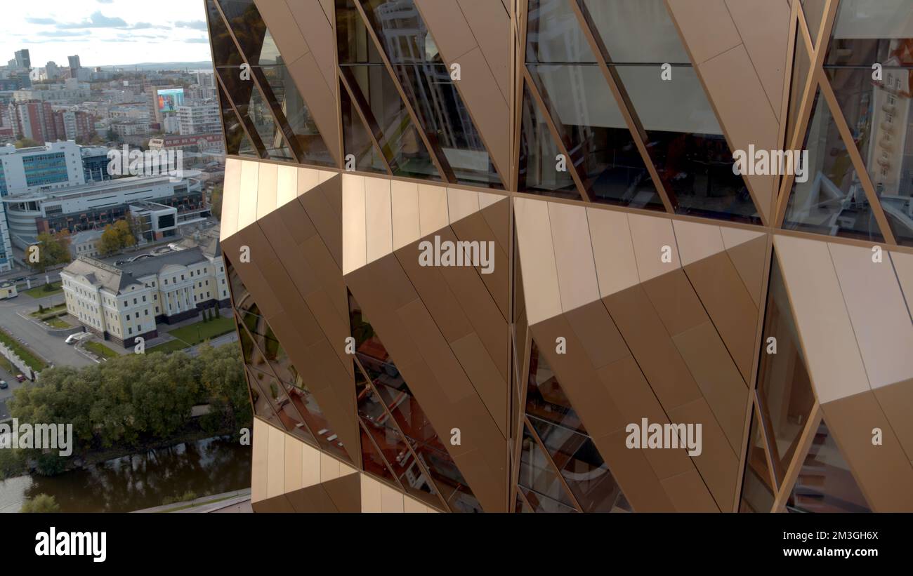 Top view of stylish office building. Stock footage. Beautiful high ...