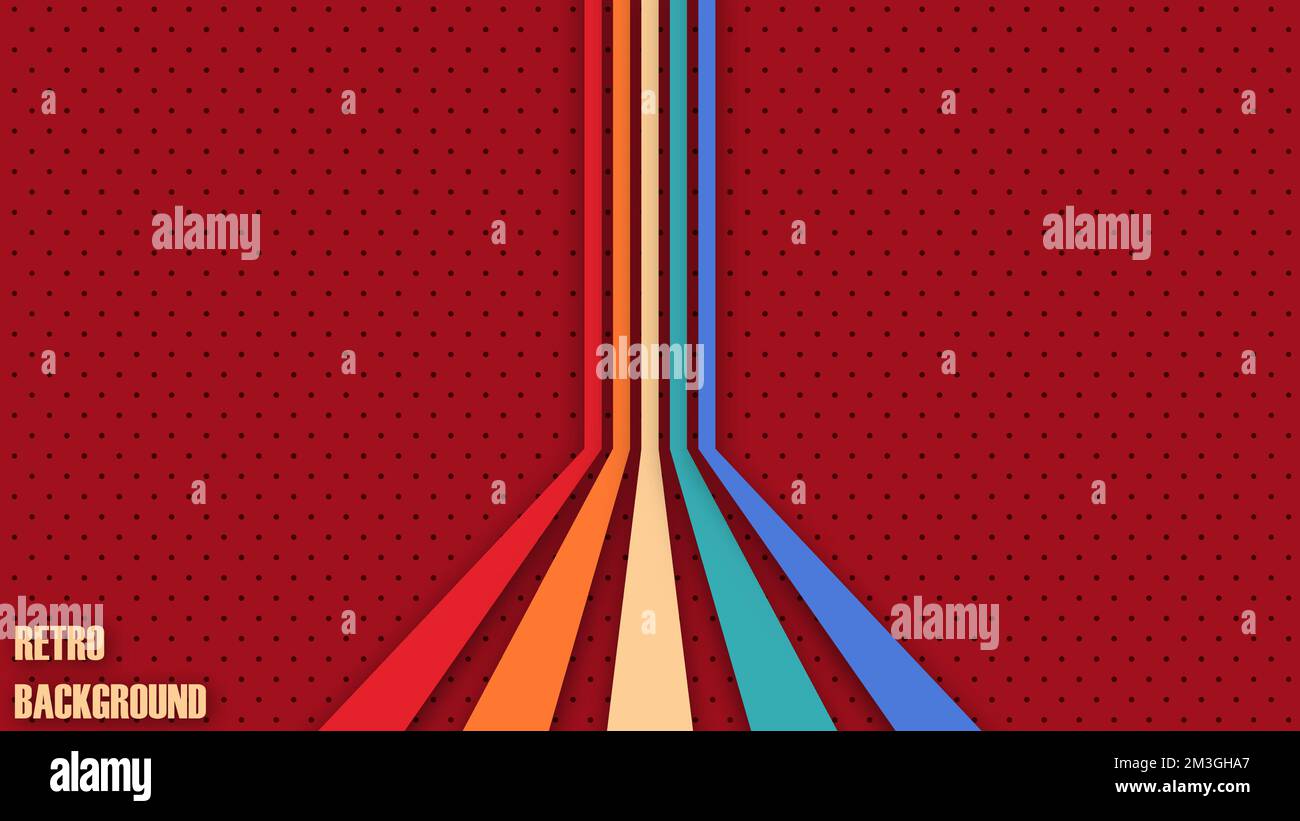 Simple abstract retro futuristic design in 70's style with colorful ...