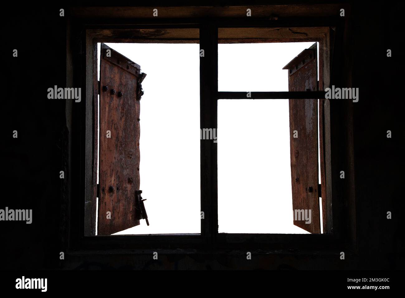 old window with wooden shutters cut out frame Stock Photo - Alamy