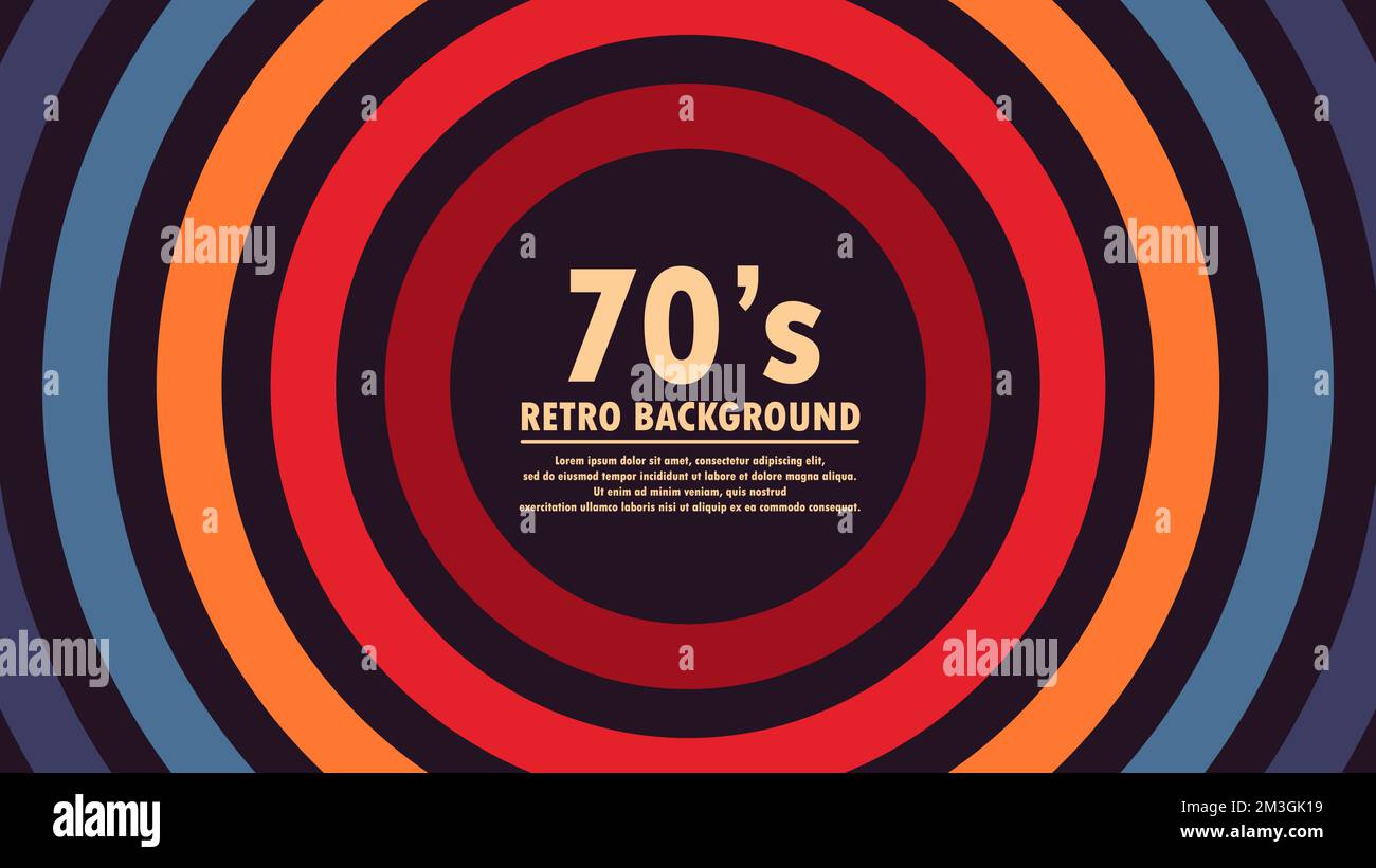 Abstract geometric 1970's background with retro colors and circles ...
