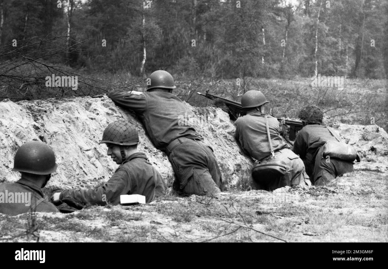 The basic training of conscripts in 1965 in a barracks in Dortmund and ...