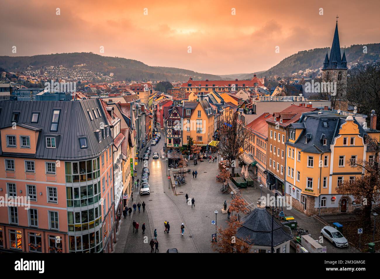 View of Wagnergasse with the catholic parish "St. Johannes Baptist" on ...