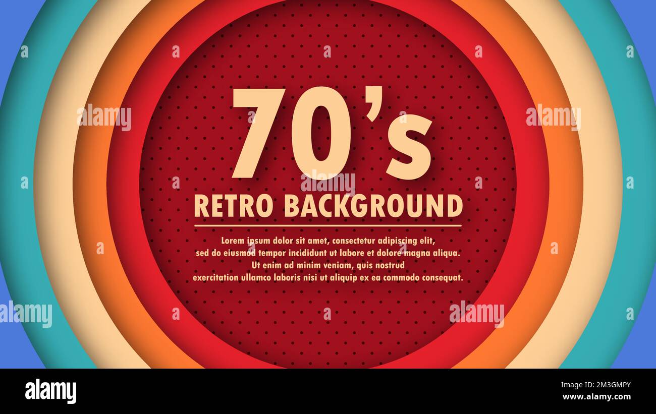 Abstract 1970's perforation background with retro colors and circles ...