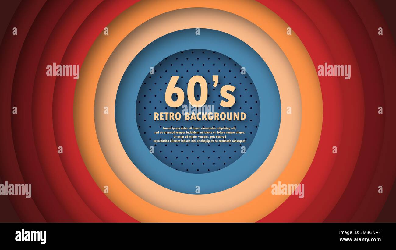 Abstract 1960's perforation background with retro colors and circles ...