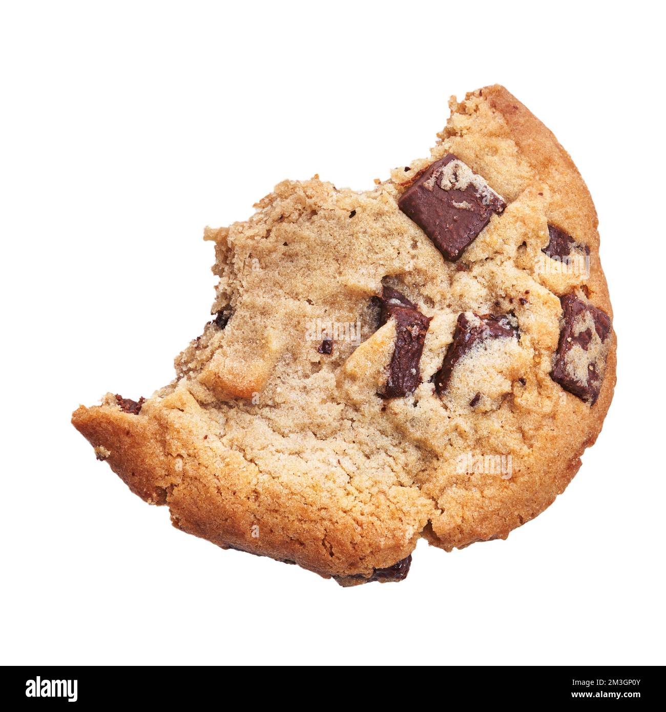 Delicious single chocolate piece of cookie over isolated white ...