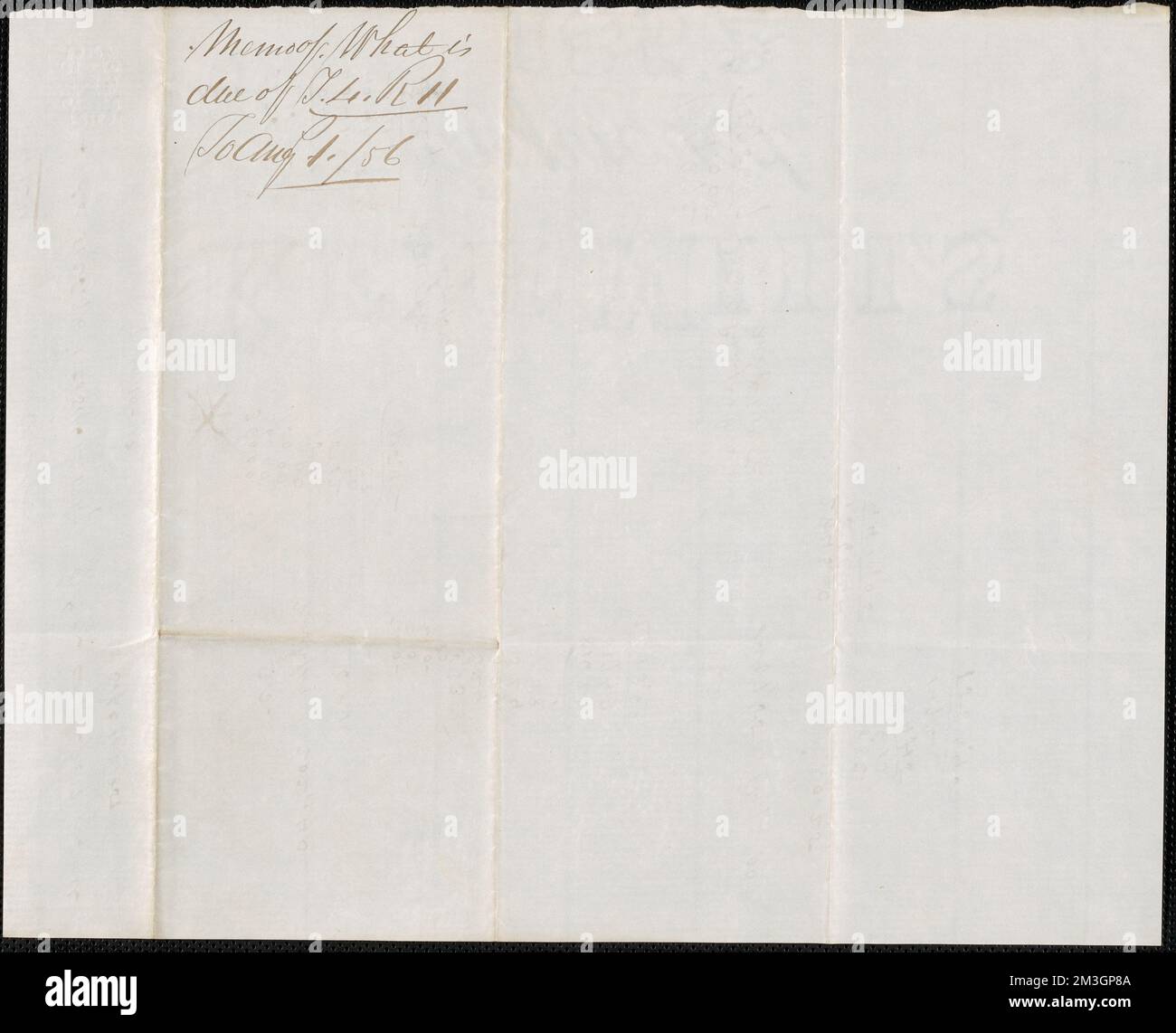 Memo of what's due of T.4 and R11 by W. A. Harrington, 1 August 1856 ...