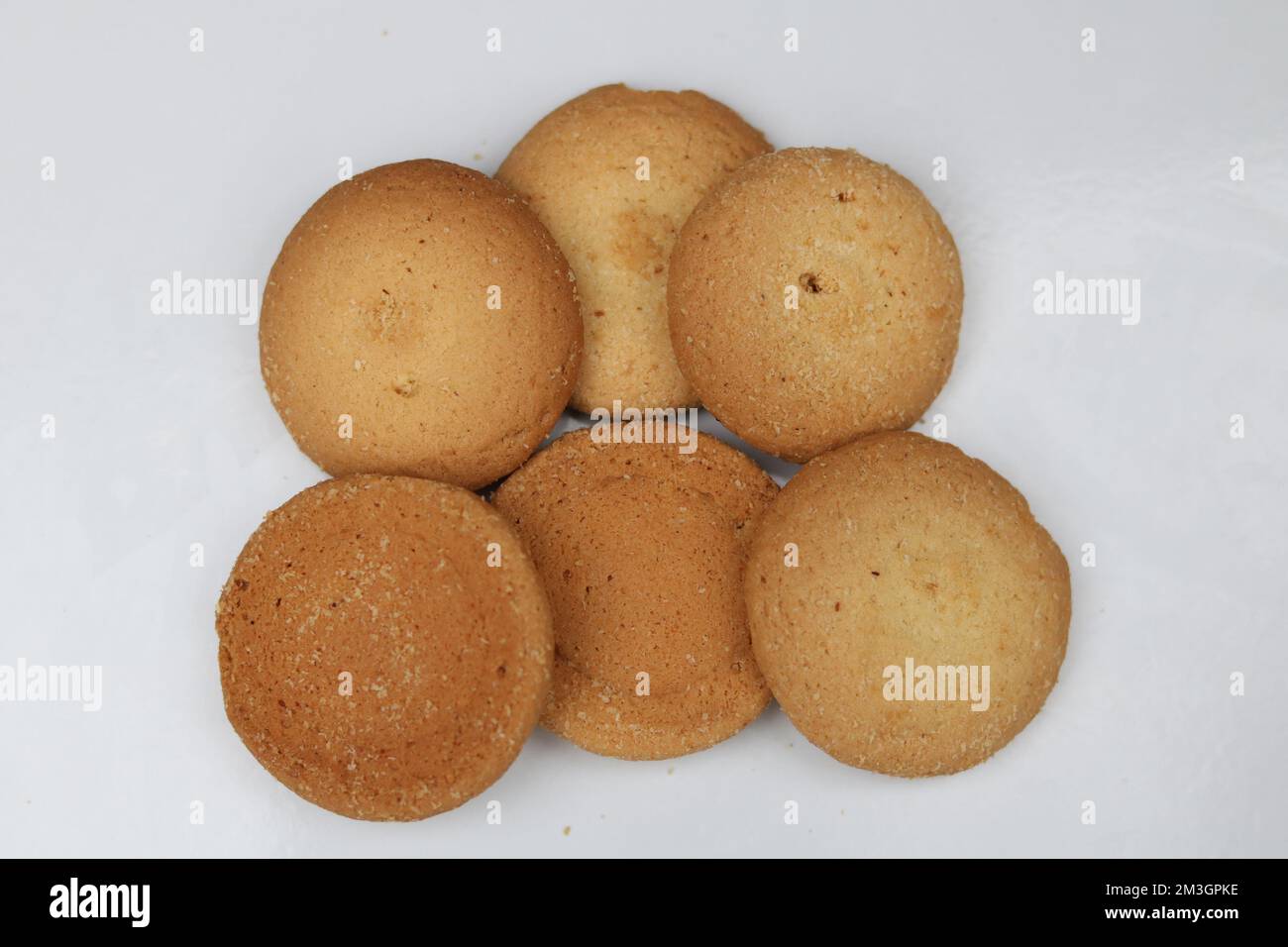 Group of round cookies isolated, Sweet bakery products on white ...