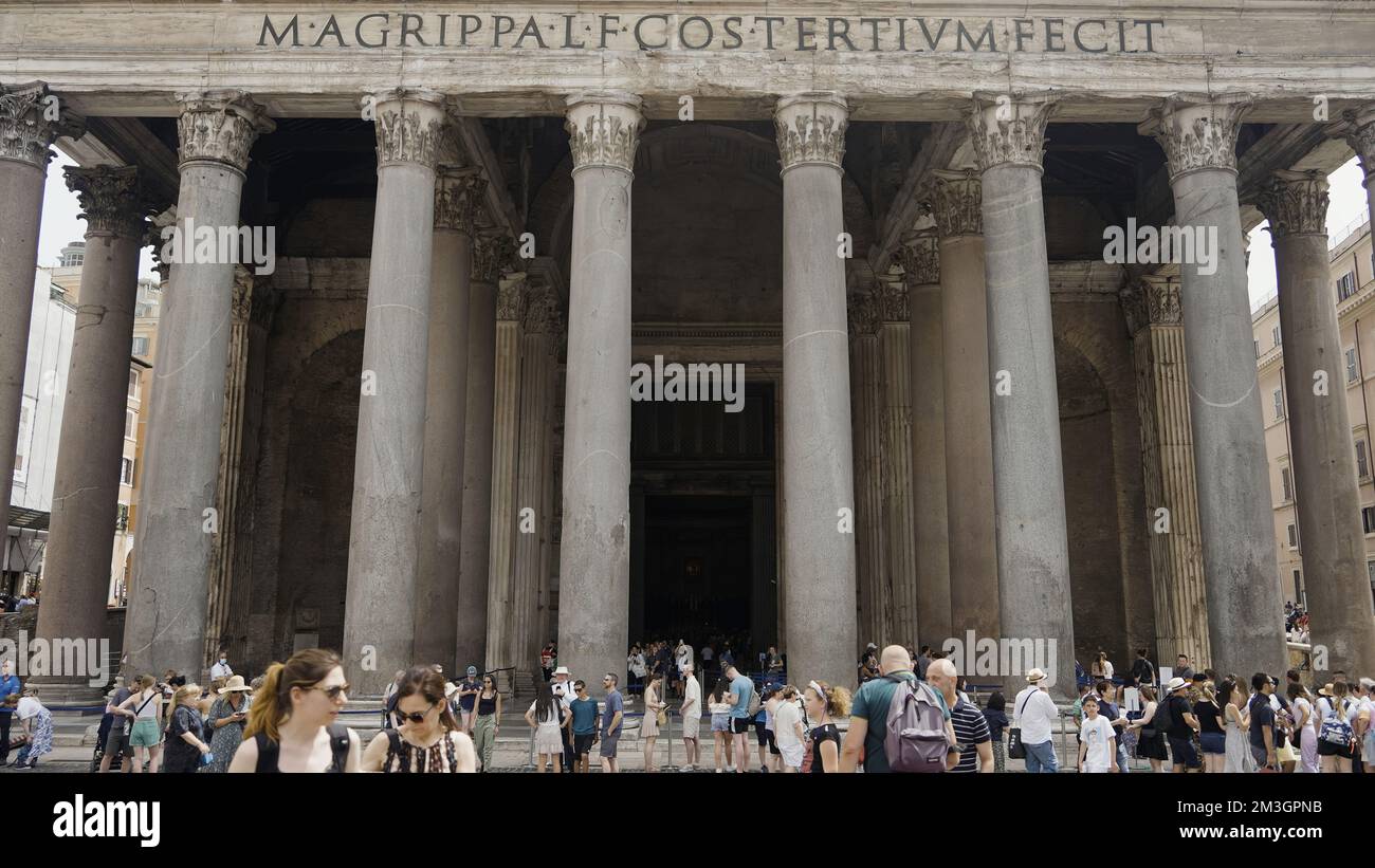 Italy, Rome-August 12,2022: Roman ancient architecture. Action.Huge Italian attractions where a ...