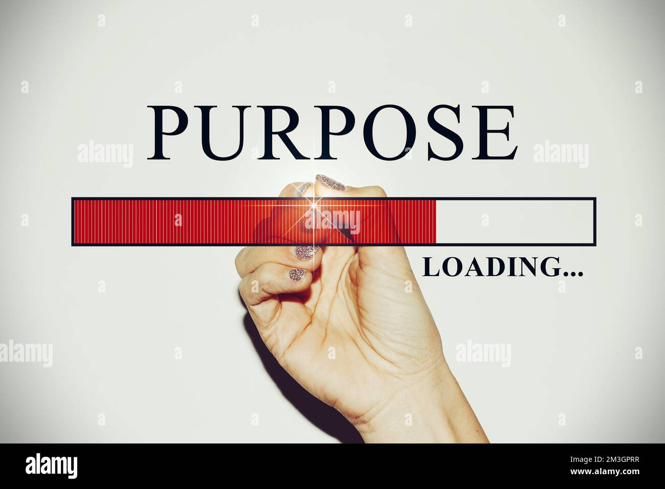 Business Woman hand with glitter nails showing the Loading Bar holding ...