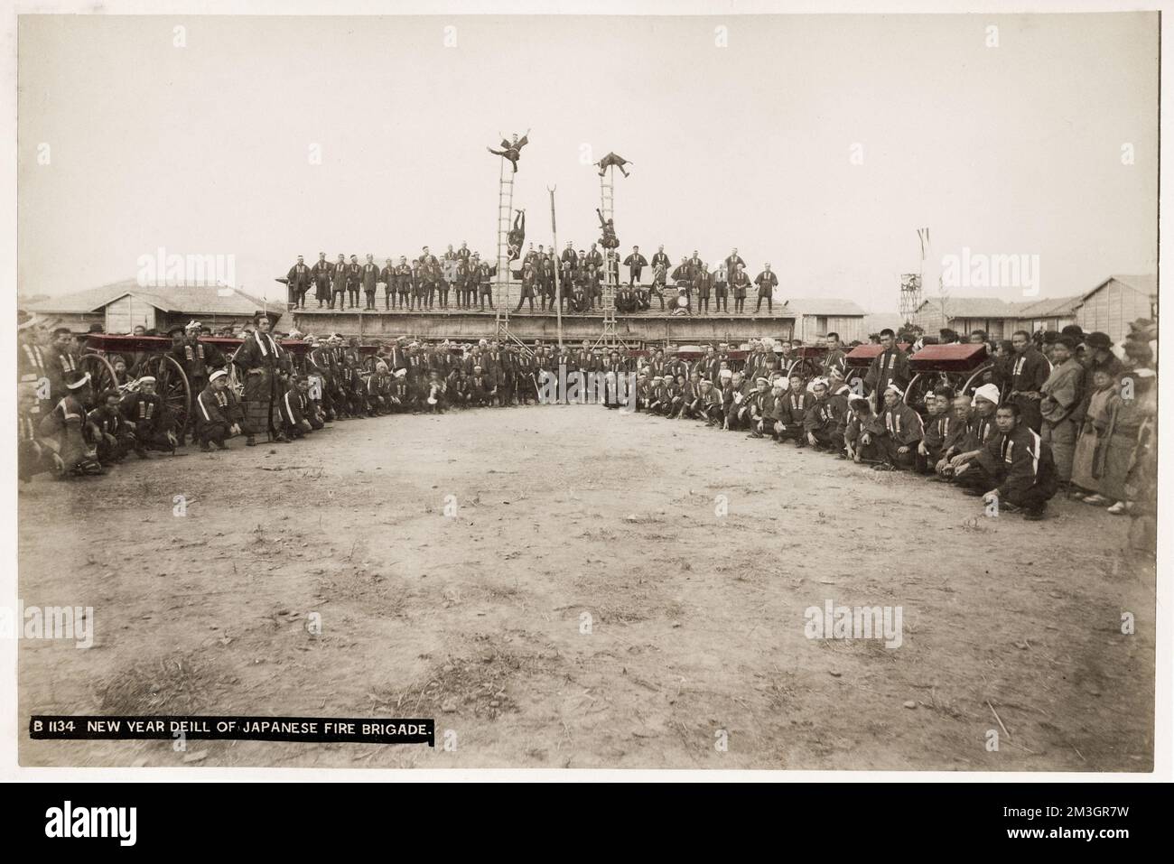 Vintage 19th century photograph: display, Japanese fire brigade Stock ...