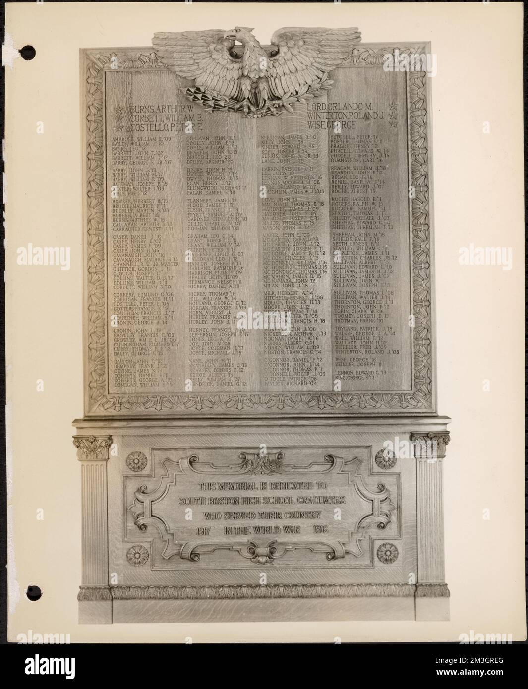 Memorial panel, South Boston High School , Monuments & memorials. The ...