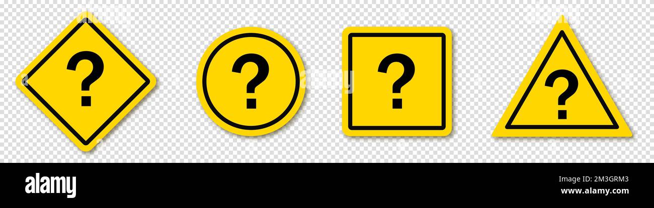 Set collection of question point or mark in a yellow circle, triangle ...