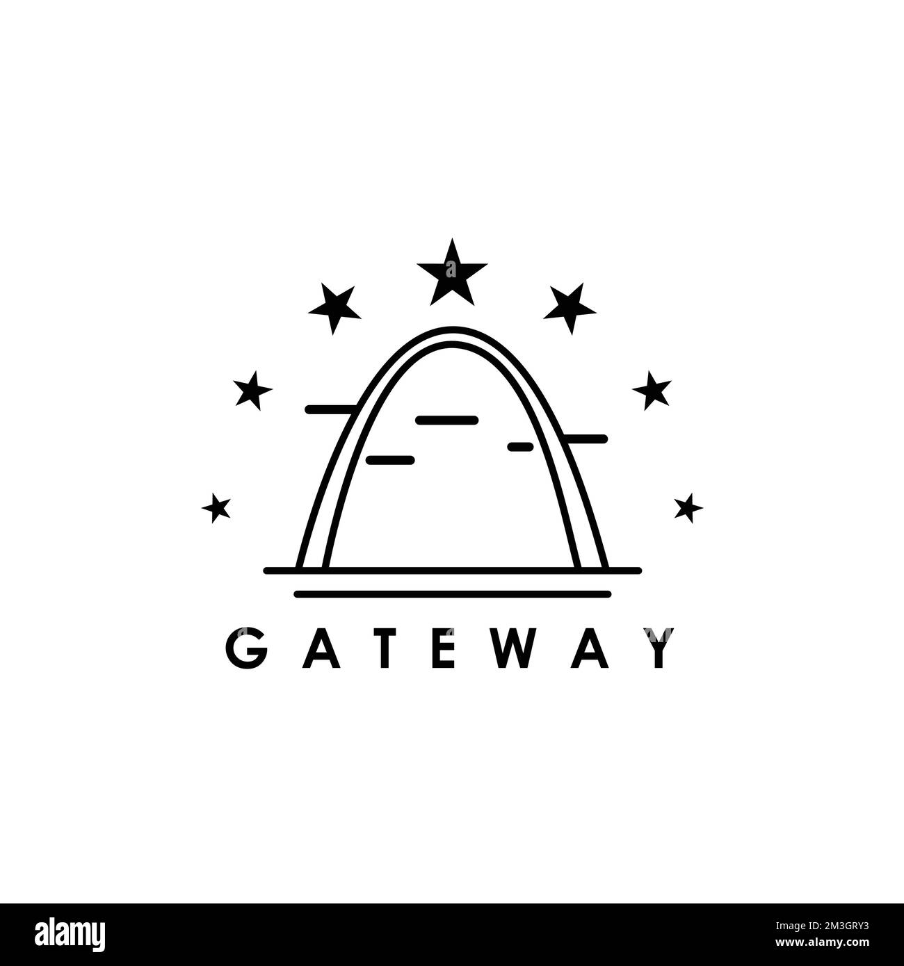 A logo of an arched gateway isolated on the white background with an ...