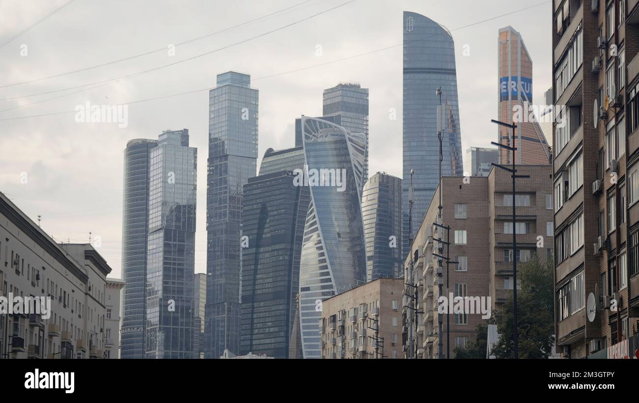 Beautiful view of Moscow city. Action . A beautiful landscape with huge ...