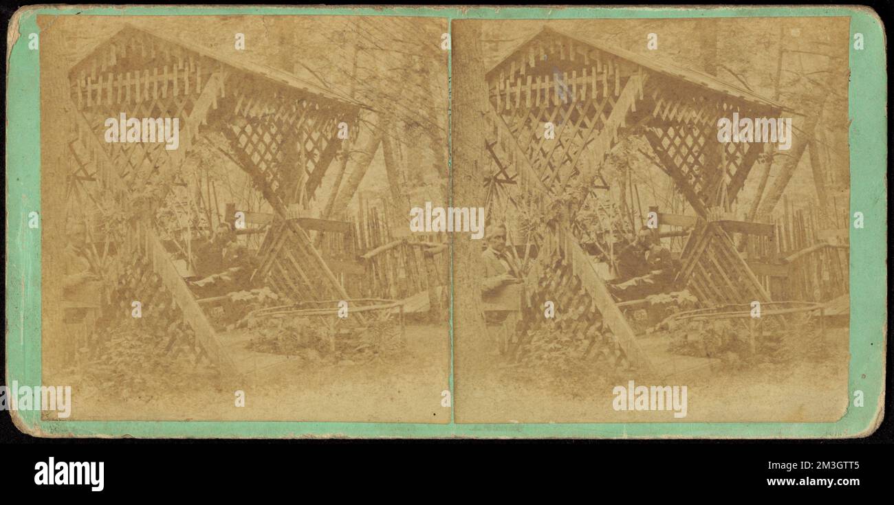 Men seated below garden trellis , Garden structures Stock Photo - Alamy