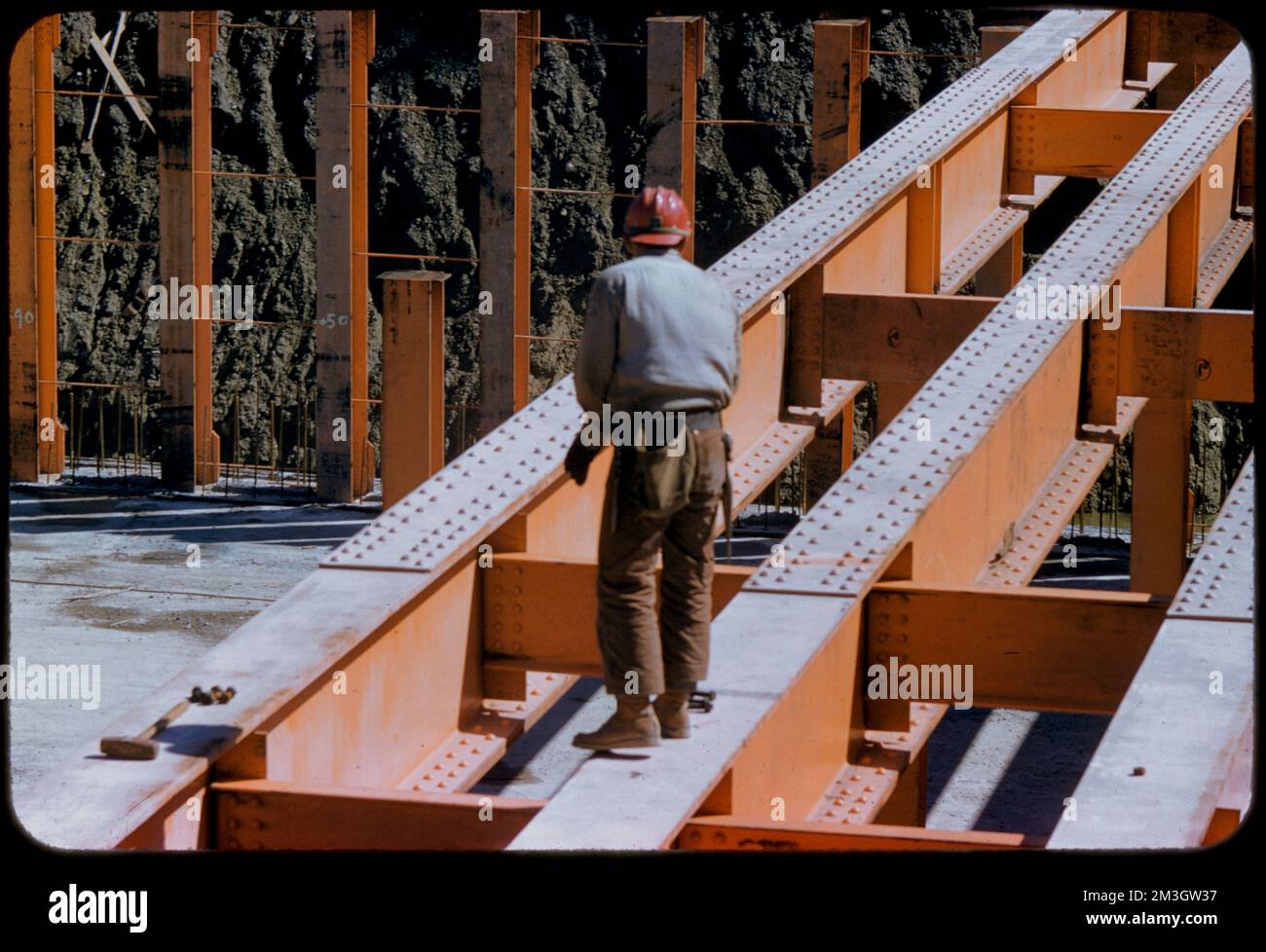Men working on bridge , Bridge construction, Laborers. Edmund L ...