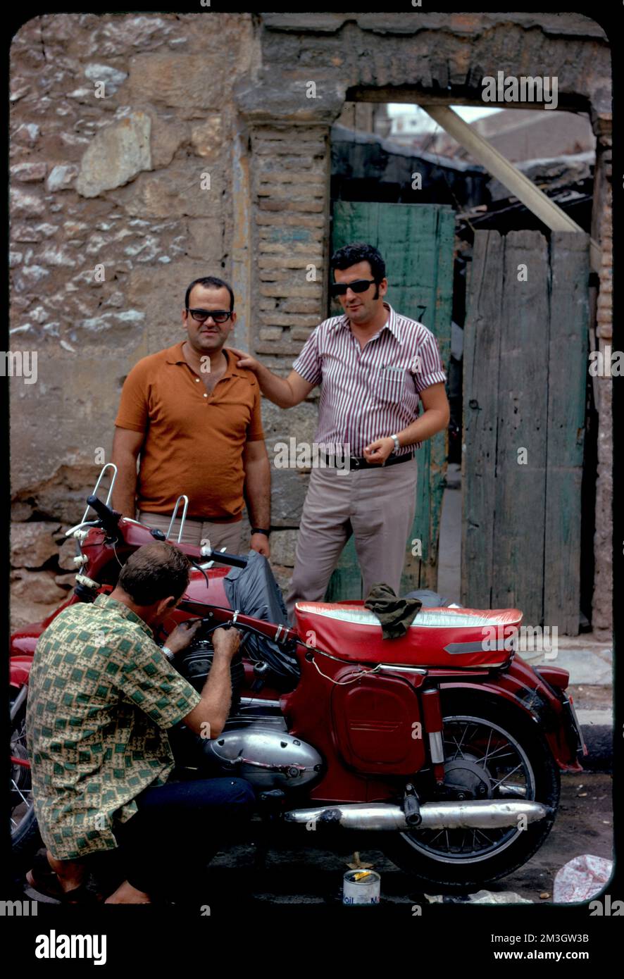 Men with motorcycle, Athens, Greece , Motorcycles. Edmund L. Mitchell ...