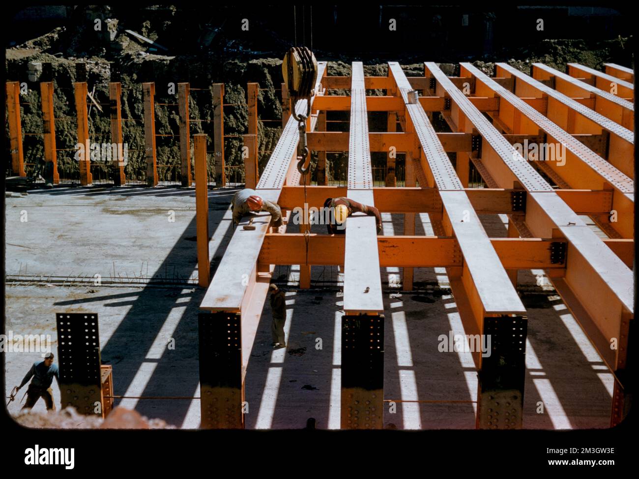 Men working on bridge , Bridge construction, Laborers. Edmund L ...