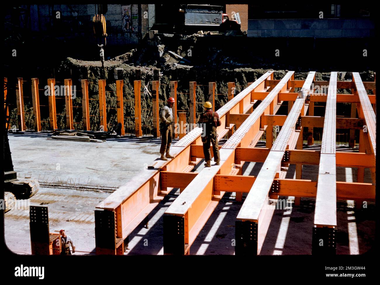 Men working on bridge , Bridge construction, Laborers. Edmund L ...