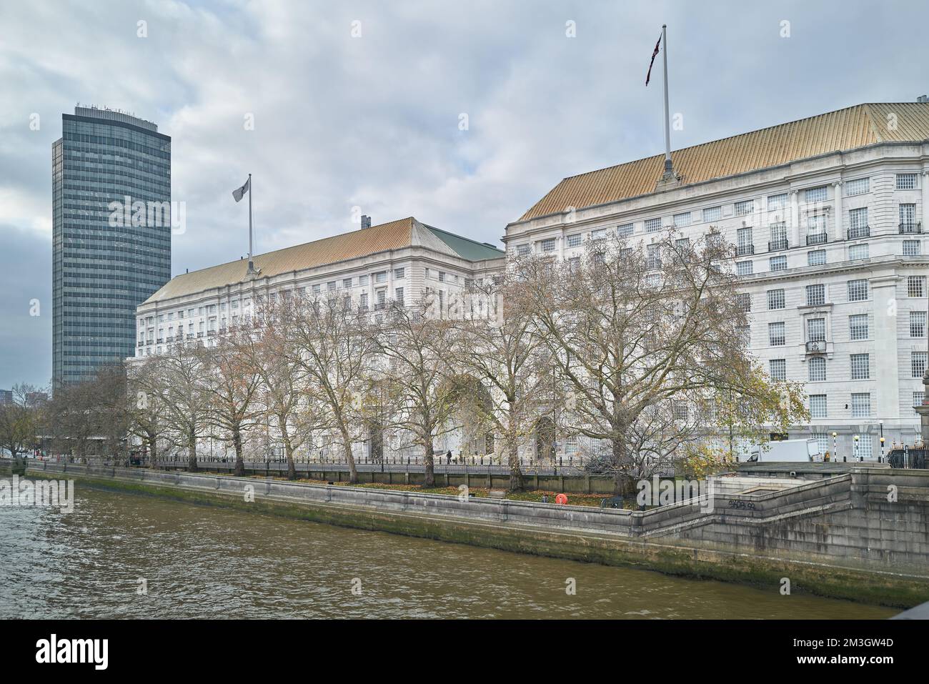 Thames House, on the north bank of the river Thames, London, England ...