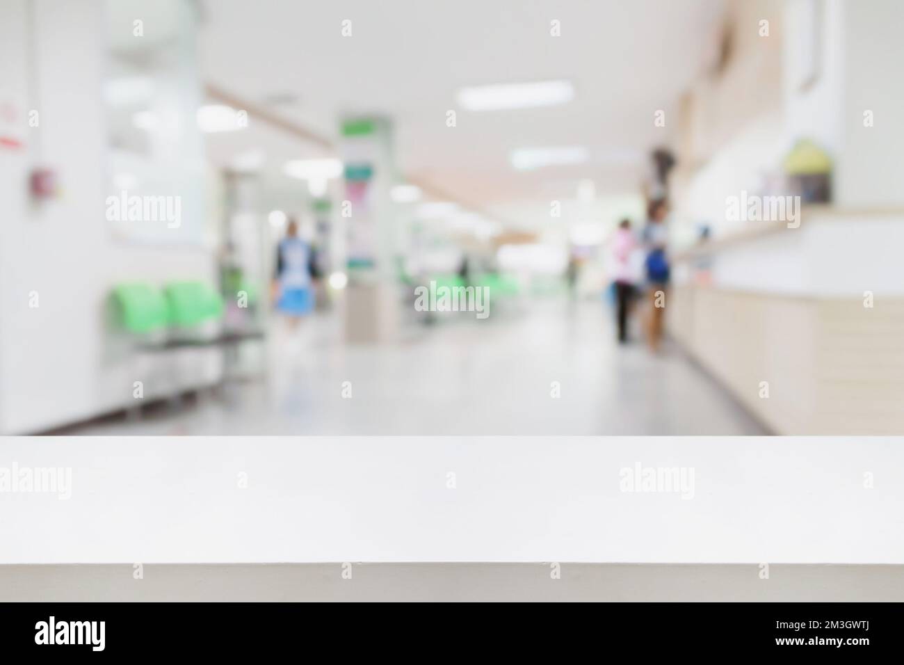 medical counter with hospital interior blur medical background Stock ...