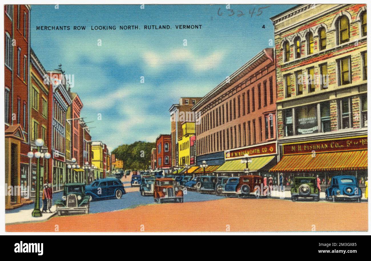 Merchants Row looking north, Rutland, Vermont , Cities & towns, Tichnor ...