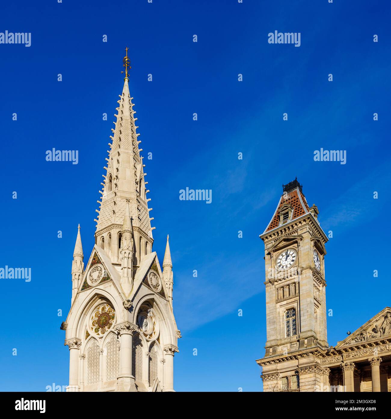 The Chamberlain Memorial and clock tower of the Birmingham Museum & Art ...