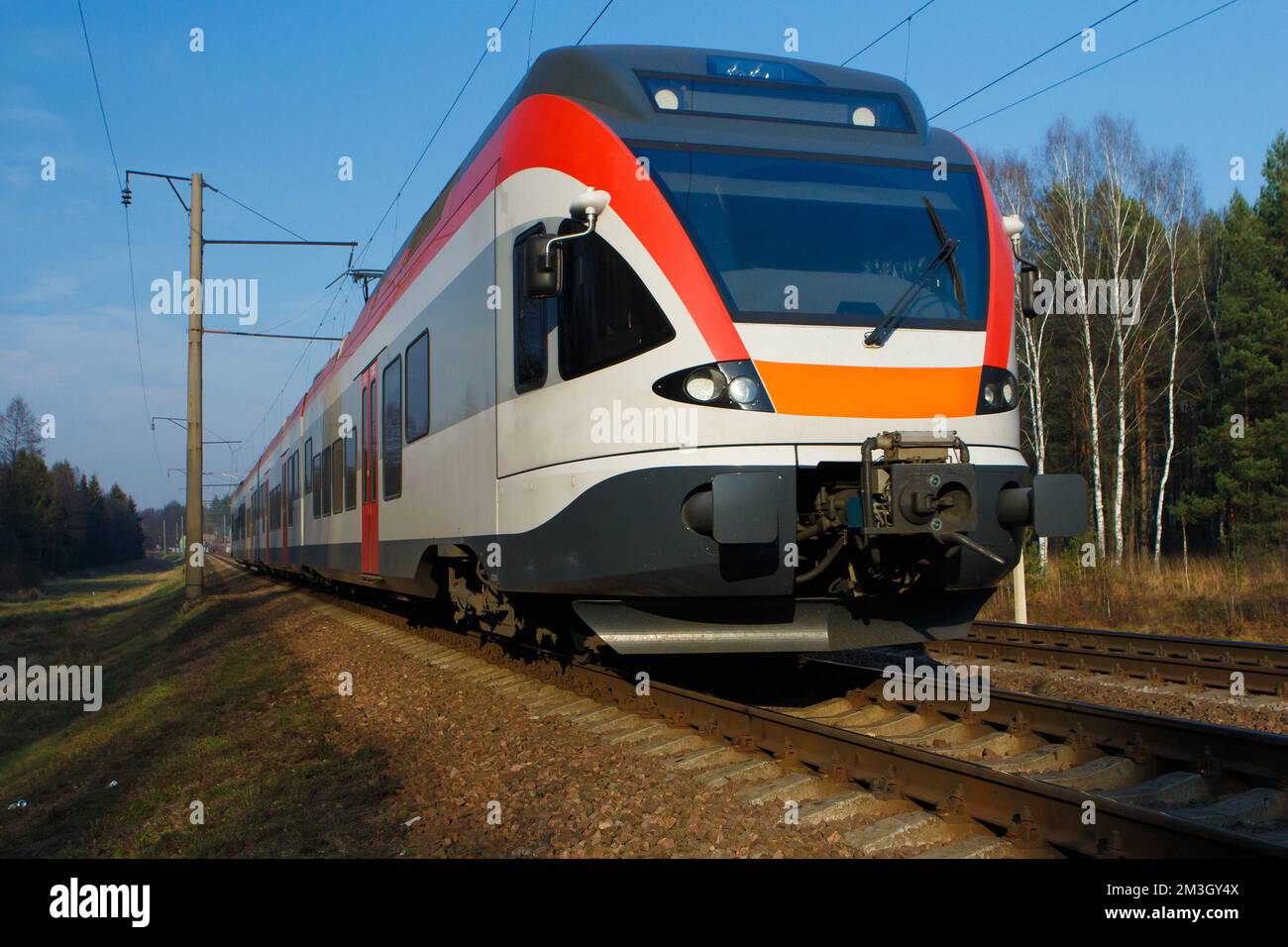 Train locomotive on railway tracks Stock Photo - Alamy