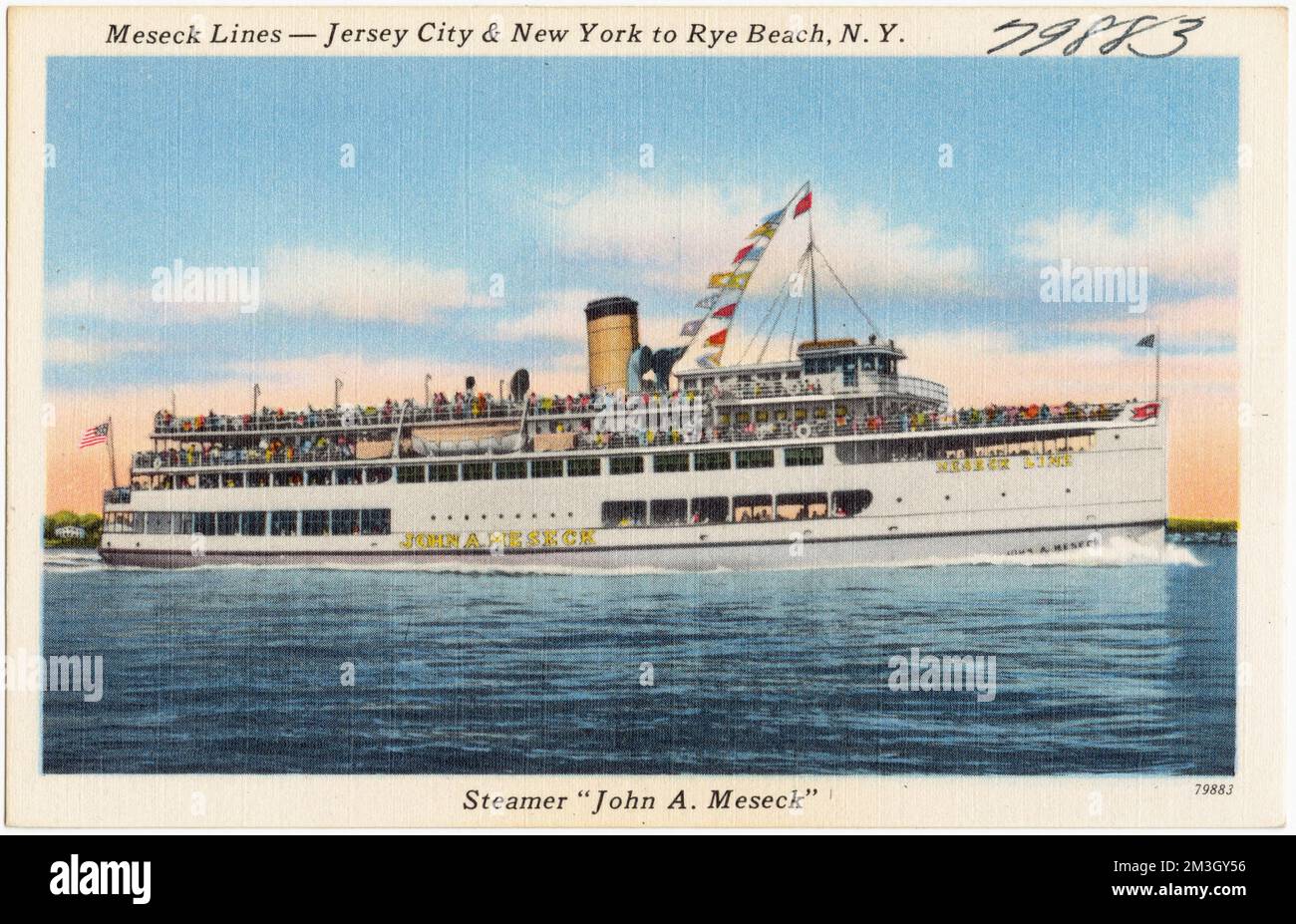 Meseck Lines -- Jersey City & New York to Rye Beach, N. Y. Steamer ...
