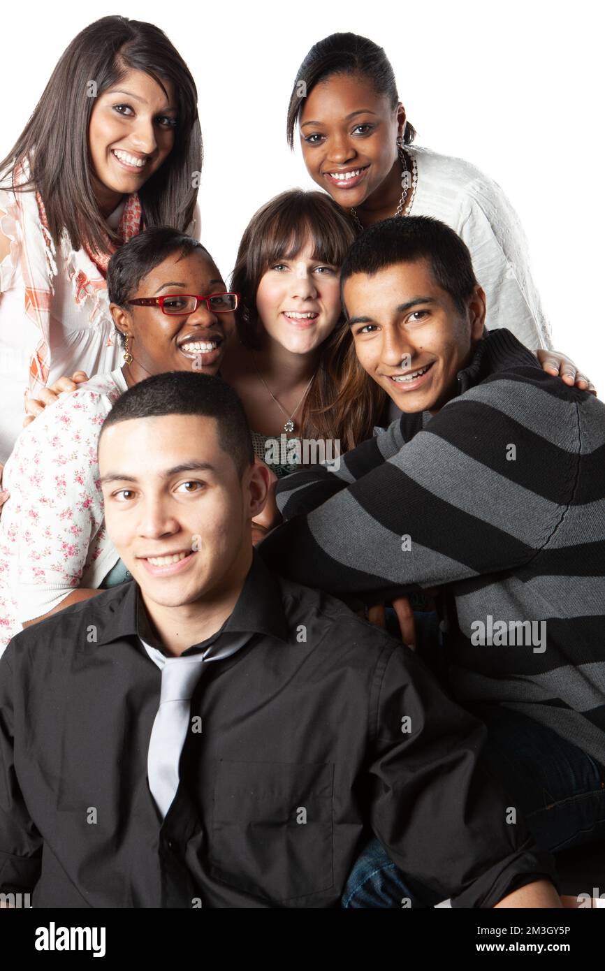 Teenage Students: Relaxed Portrait. An informal diverse group of ...