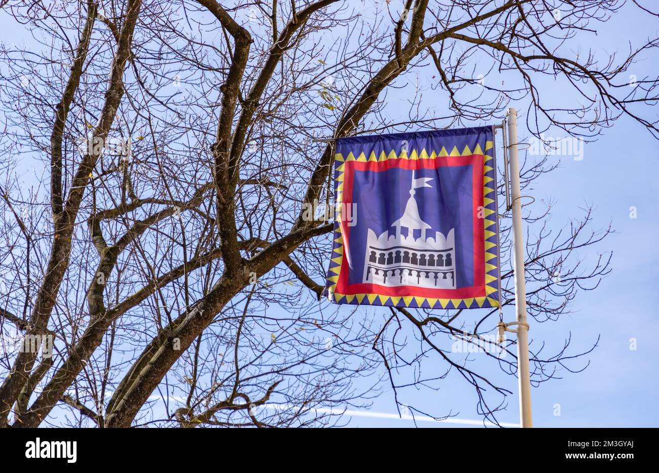 A picture of the flag of Bran Castle Stock Photo - Alamy