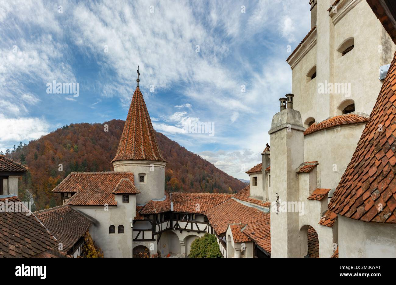 A picture of the Bran Castle as seen from its courtyard Stock Photo - Alamy