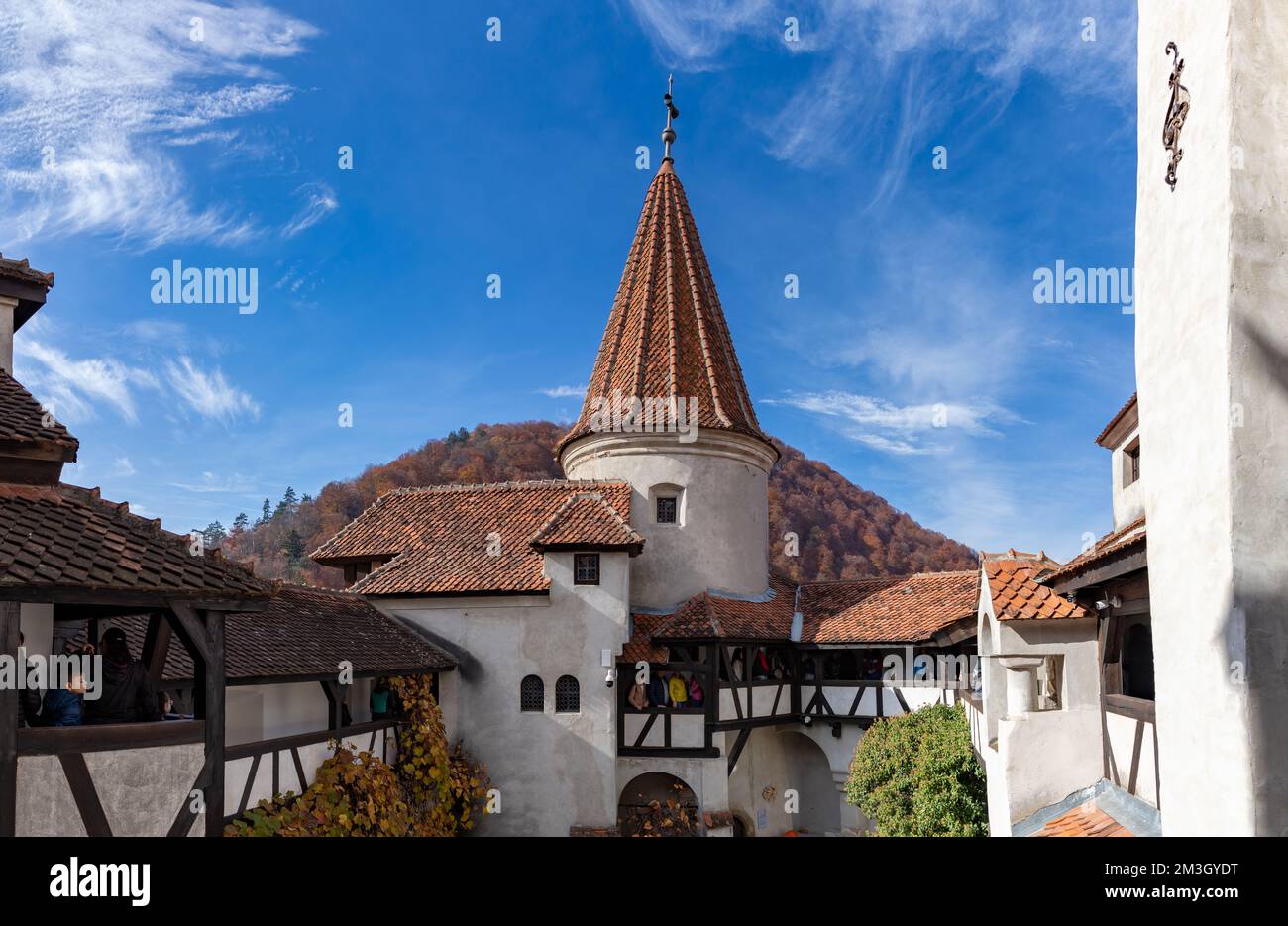 A picture of the Bran Castle as seen from its courtyard Stock Photo - Alamy