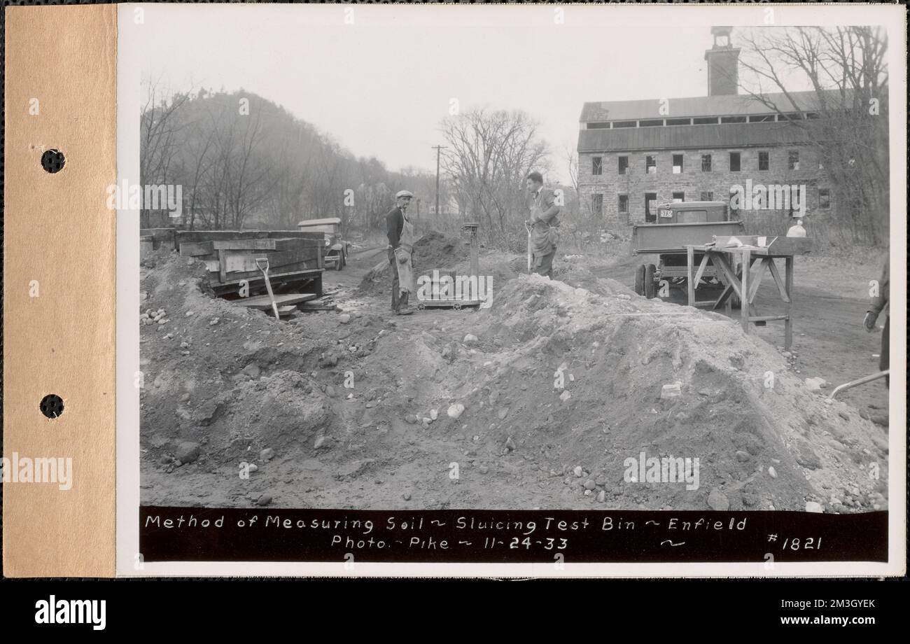Method of measuring soil, sluicing test bin, Enfield, Mass., Nov. 24 ...